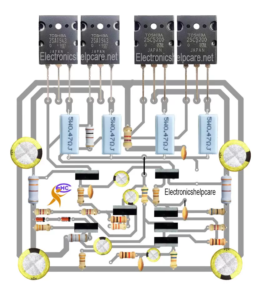 200 watts audio amplifier circuit diagram using 2sc5200 and 2sa1943 ...