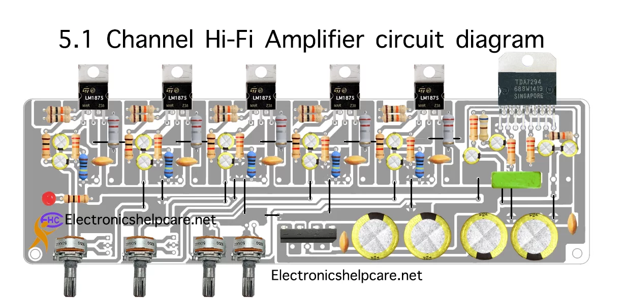 5.1 Channel Hi-Fi Amplifier circuit diagram made in USA - Electronics ...