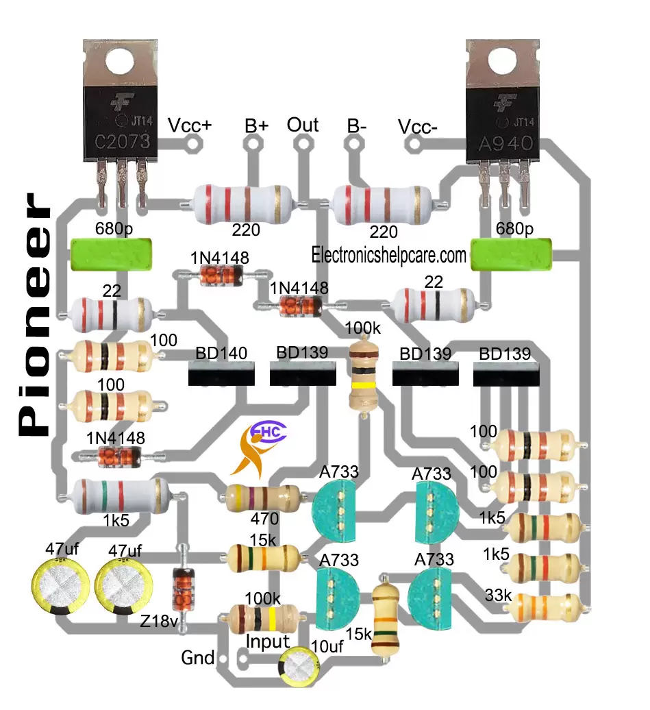 Pioneer amplifier driver circuit for transistor - Electronics Help Care