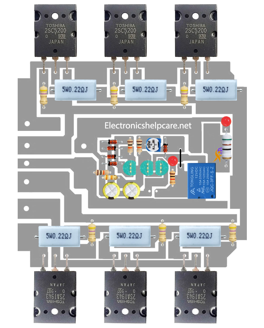 Amplifier circuit board with speaker protection - Electronics Help Care